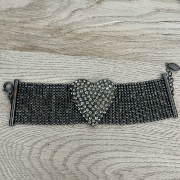 Jewelry | Gunmetal Mesh Crystal Heart Bracelet | Poshmark